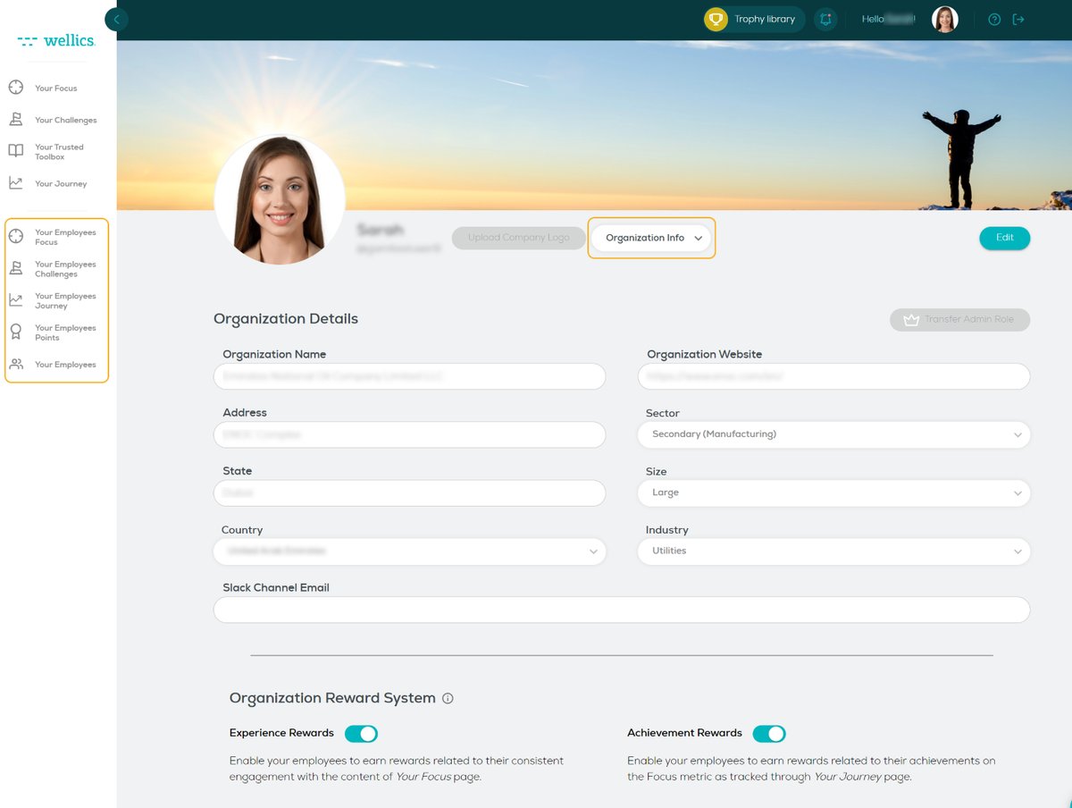 Managing your organization details and preferences - Wellics
